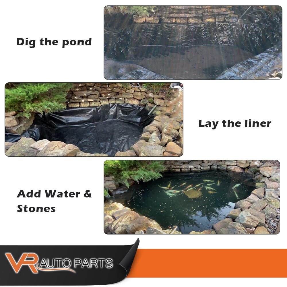 20 x 25 ft 20 Mil Black HDPE Fish Pond Liner Pond Liners Waterproof ...