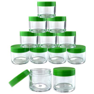 12 Pieces 30G/30ML Round Clear Cosmetic Sample Jars Container Green Lid ...