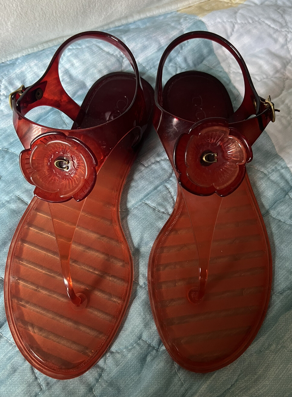 Coach Tea Rose Jelly Sandals Oxblood Size 8 - Gem