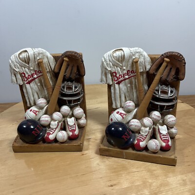 Baseball Bookends Vintage Looking 3D Resin Heavy Good Color Boys/girl ...