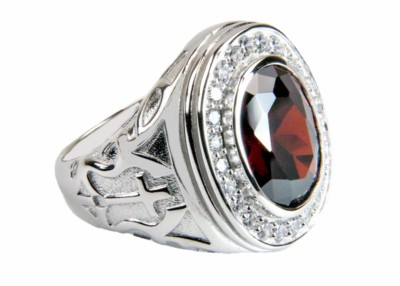 Men's Bishop/Apostle Clergy Ring (RNZ0488 Silver/Red) | eBay
