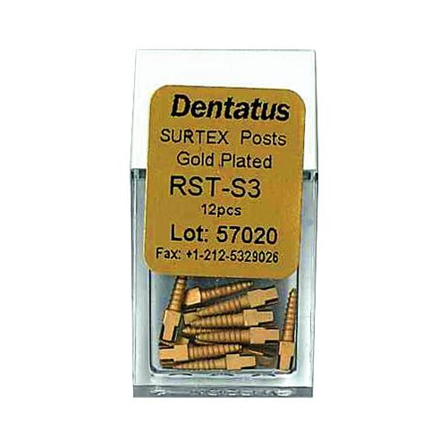 Dentatus RST-S3 Surtex Classic Gold Plated Posts Small 3 S3 1.35 mm 12 ...