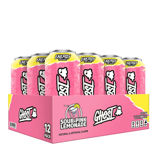 Ghost Energy Drink Sour Pink Lemonade Flavor Performance 12 Cans 16oz ...