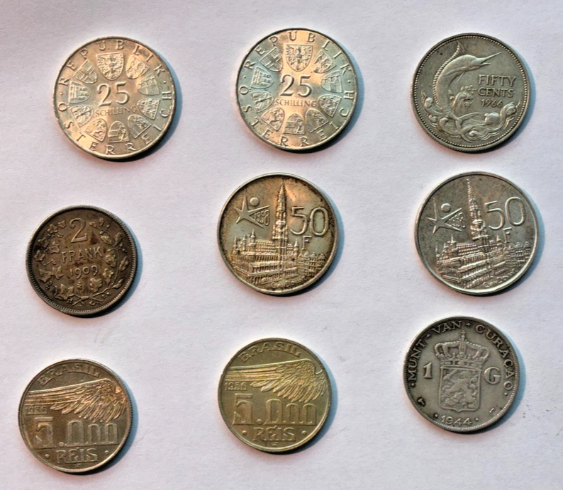 383 Grams World Silver Coin Lot, EST. 9 Troy Oz ASW, 35 Coins | eBay