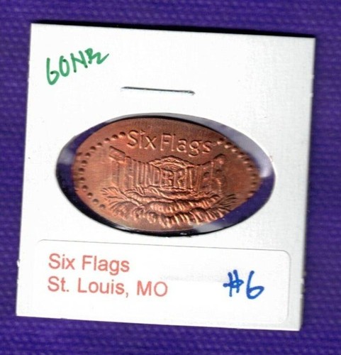 SIX FLAGS "THUNDER RIVER" St Louis MO GONE Elongated Pressed Copper ...