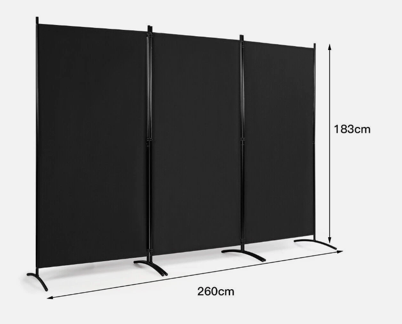 3 Panel Wood Room Divider Folding Privacy Screen with Durable Hinges ...