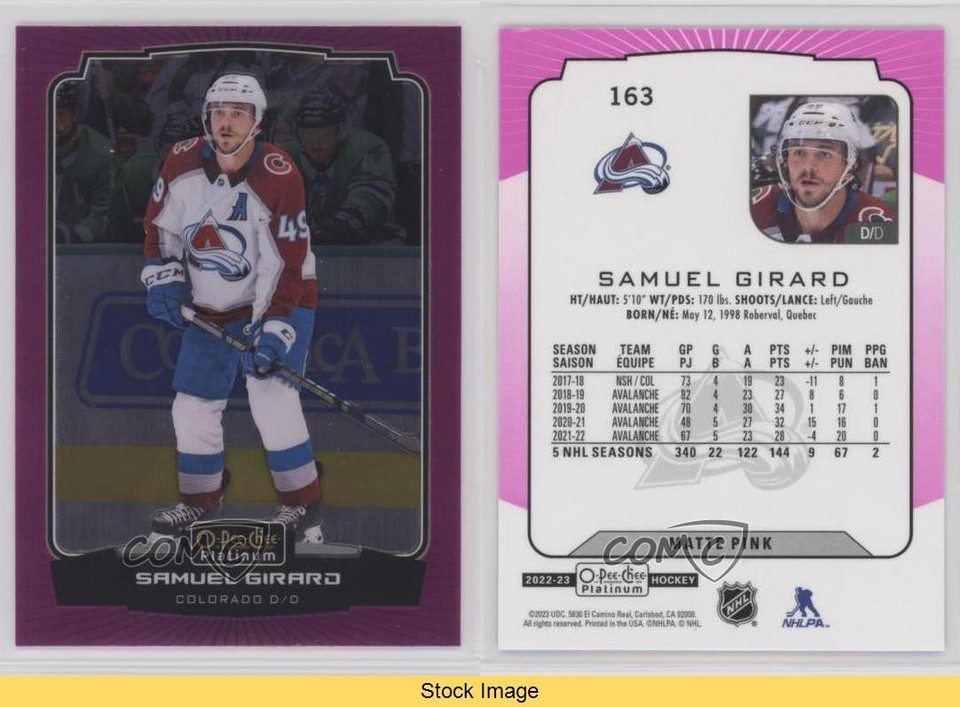 2022-23 O-Pee-Chee Platinum Matte Pink Samuel Girard #163 READ w1s | eBay