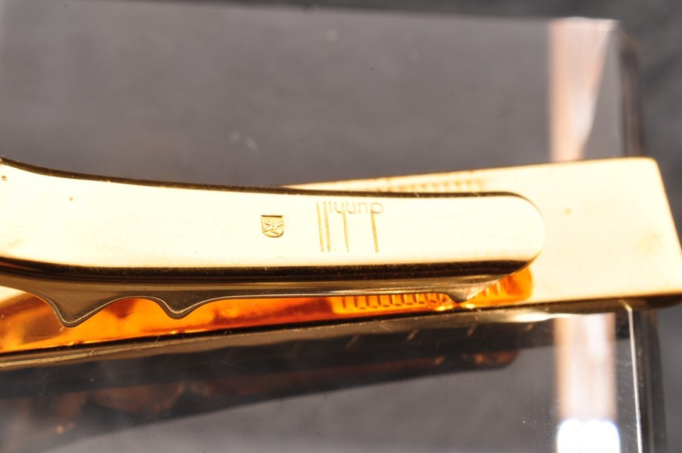 Near mint "Dunhill" cufflinks and tie clip gold and silver color, brand ...