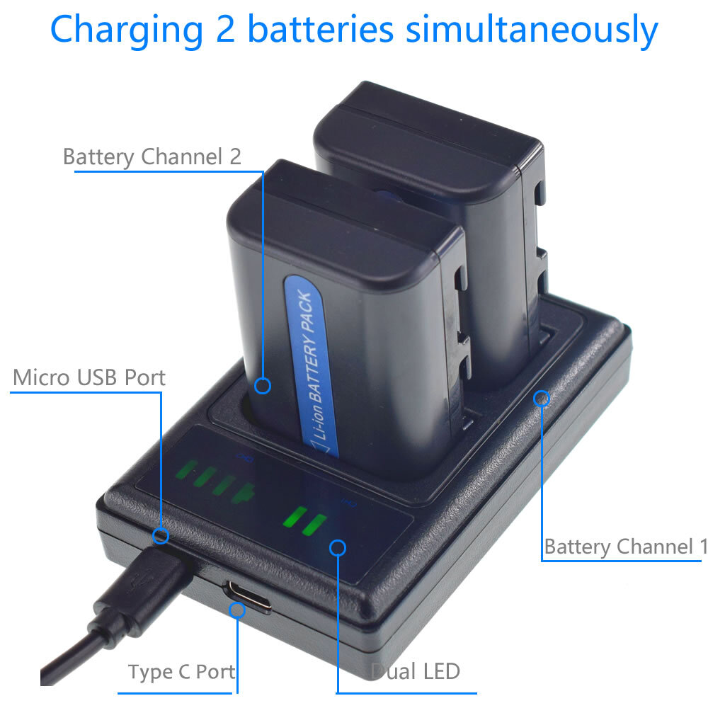 2x Battery For Sony NP-FM30, NP-FM90, NP-FM91, NP-FM70, NP-FM50 +Dual ...