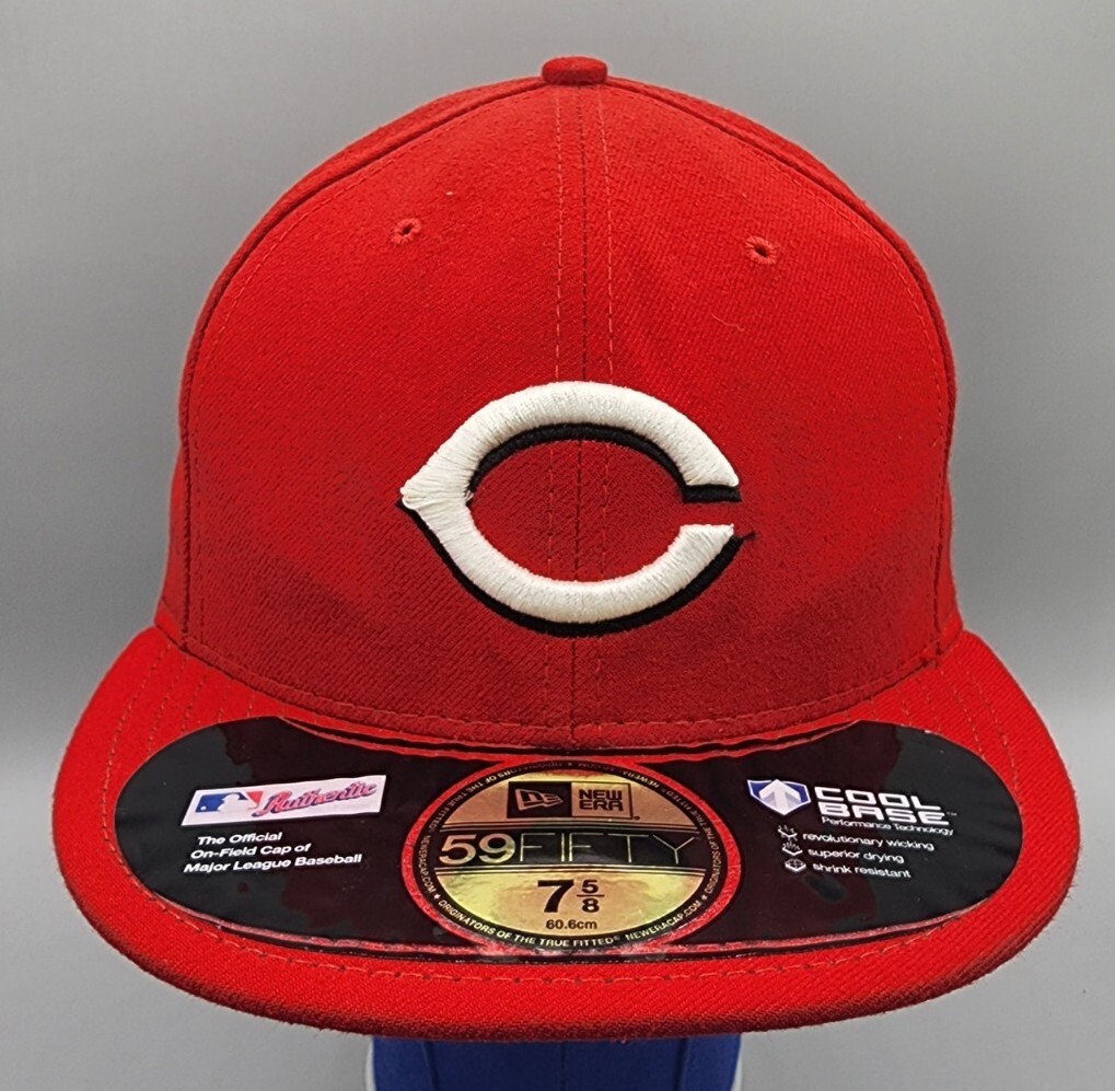 New Era MLB Cincinnati Reds 59fifty Fitted Hat Cap 7 5/8 Red Cool Base ...