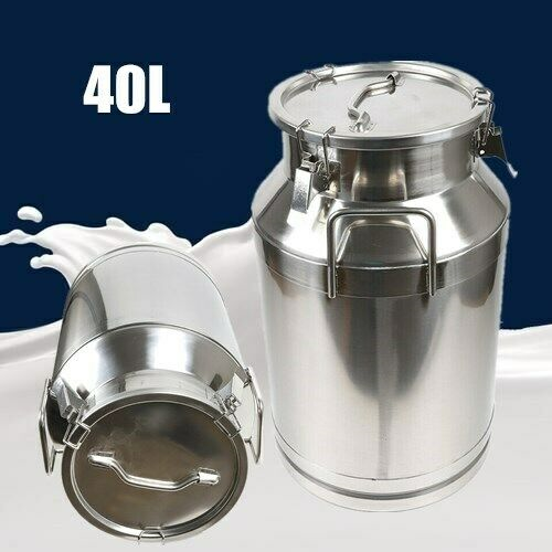 Stainless Steel 40L/10.56 Gallon Milk Can - Heavy Duty Farm Milk Jug ...