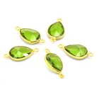 10 Pcs 22X11mm Peridot Connector Pendent 2 Loop Bezel Gold Plated | eBay