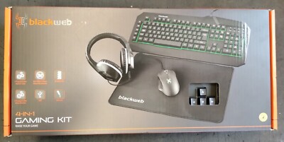 Blackweb 4-in-1 Gaming Kit Wired Keyboard, Mouse, Mouse Mat, Headset ...