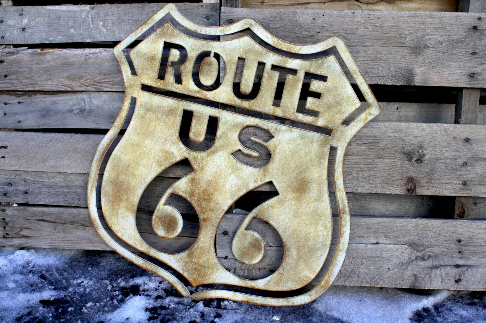 Route 66 Garage Sign with Rust Patina Wall Plasma Art / American ...