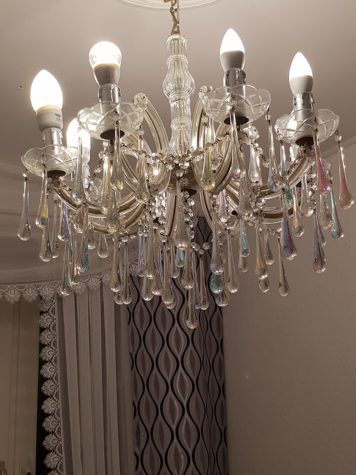 Kronleuchter Lüster Echt Kristall Bunt Deckenlampe Leuchte Kronen 8 ...