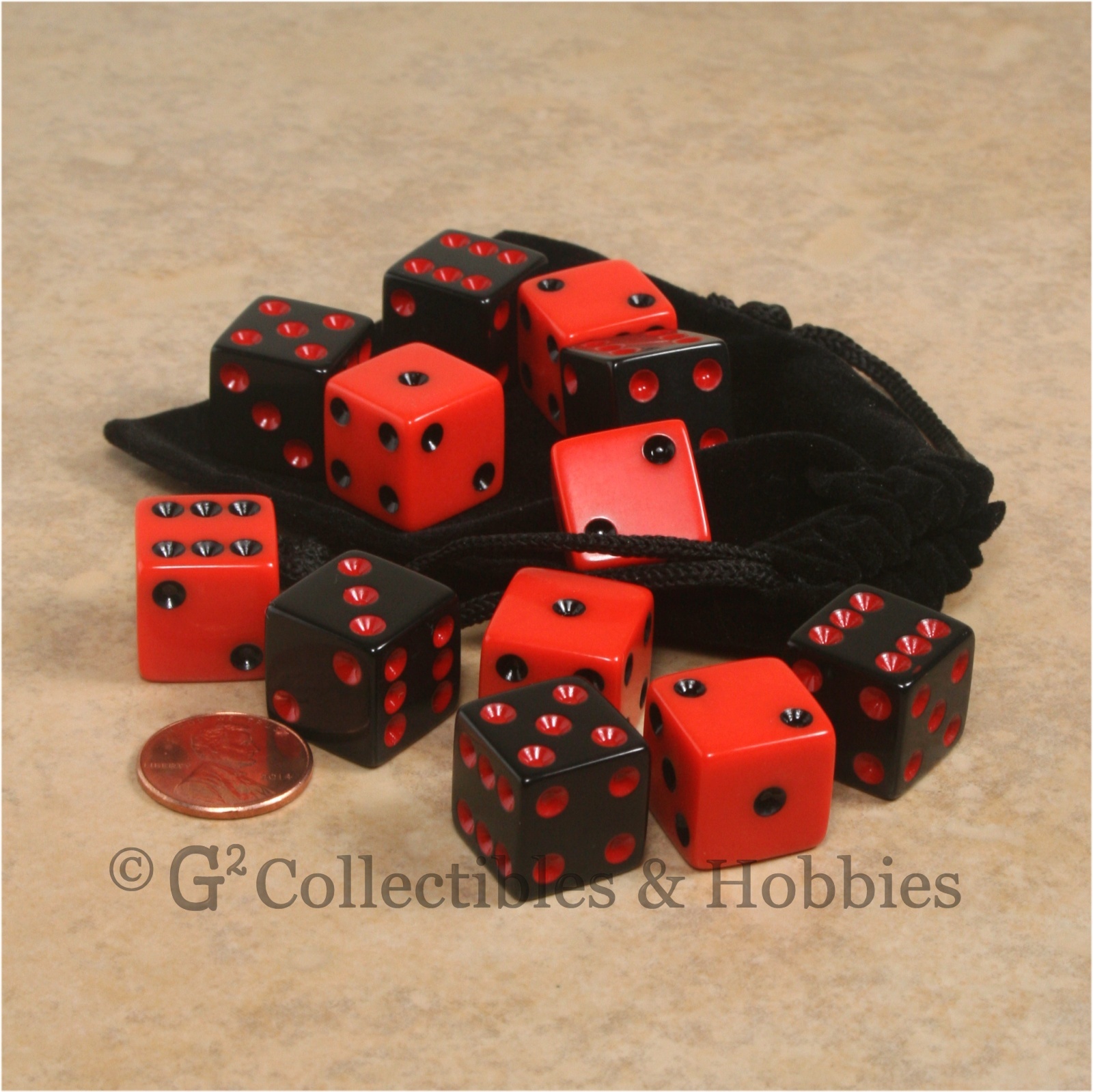 NEW 12 Black & Red Gaming Dice + Bag Set D&D RPG Game Bunco Game D6 | eBay