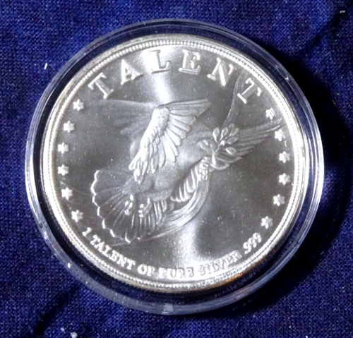 KINGDOM TALENTS 1oz PURE SILVER .999 ROUND CAPSULATED HOLDER "LIFT UP ...