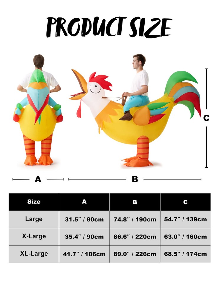 Spooktacular Creations Chicken Inflatable Costume Adult, Ride on ...