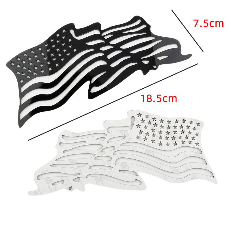 2X Black American Flag Acrylic Emblems Fender Side Rear Trunk Badge ...