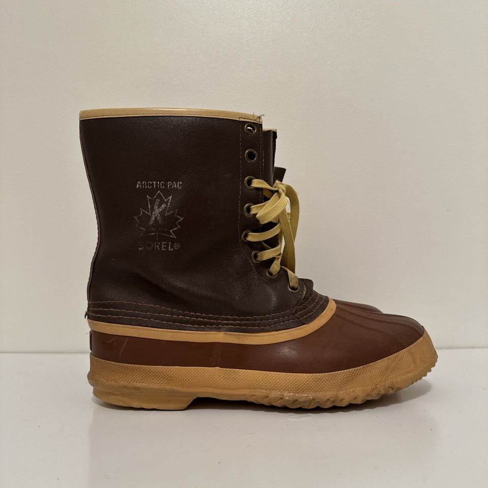 SOREL Arctic Pac Boot Men’s 11 Brown Leather Warm Wool Lining ...