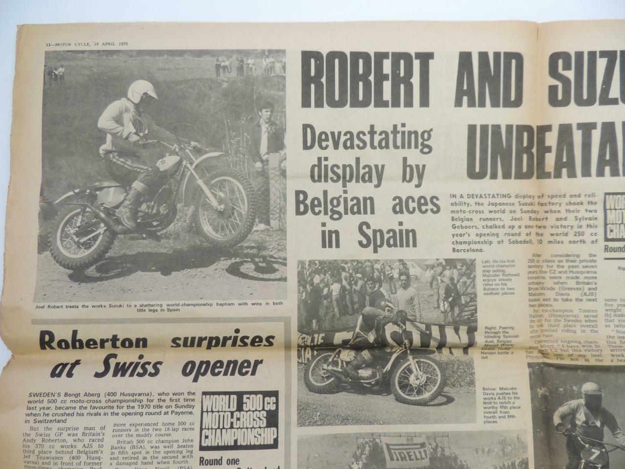 April 15 1970 Motorcycle Newspaper Kel Carruthers Benelli Suzuki Ossa ...