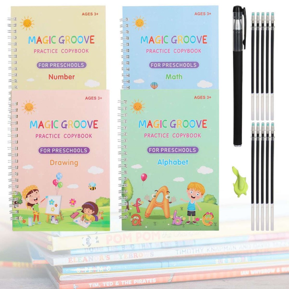 16pcs Magic Practice Copybook Groove Reusable English Writing Book For ...