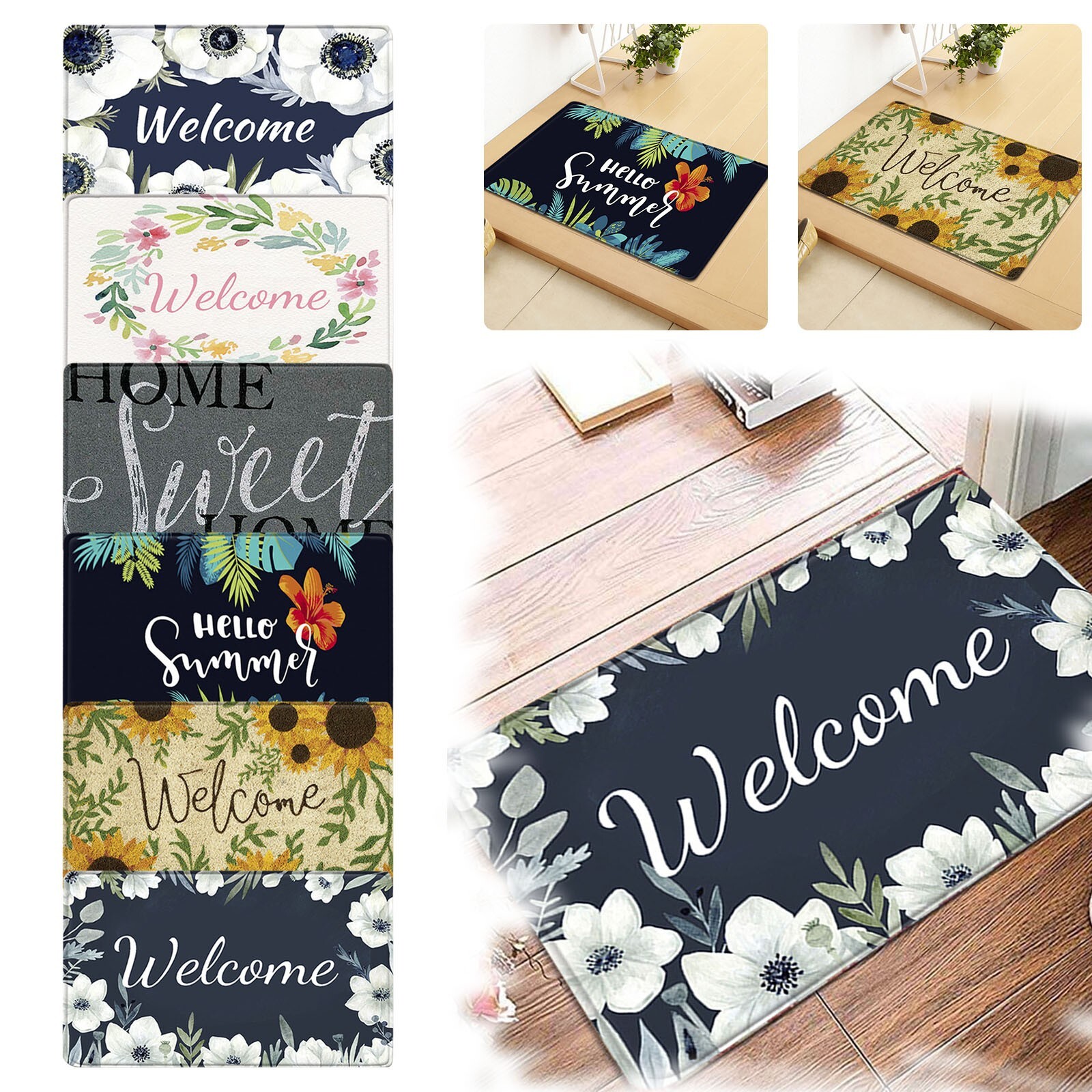 Spring Home Doormat Welcome Mat Non Slip And Washable Rubber Back Door ...