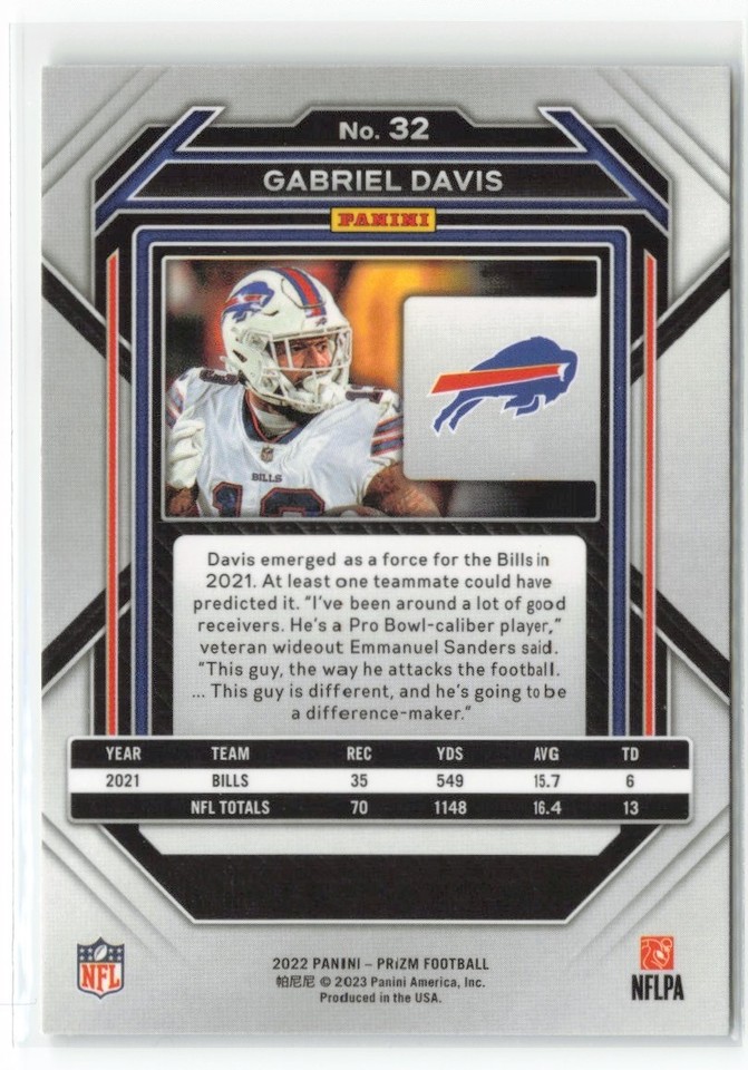 2022 Panini Prizm Gabriel Davis Buffalo Bills #32 | eBay