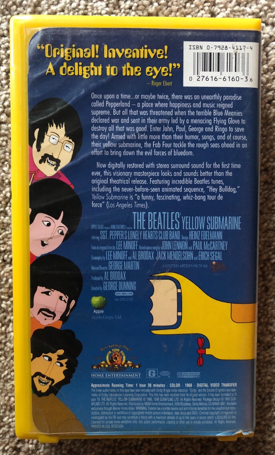 THE BEATLES : YELLOW SUBMARINE VHS 1999 COLLECTIBLE Yellow Hard Case ...