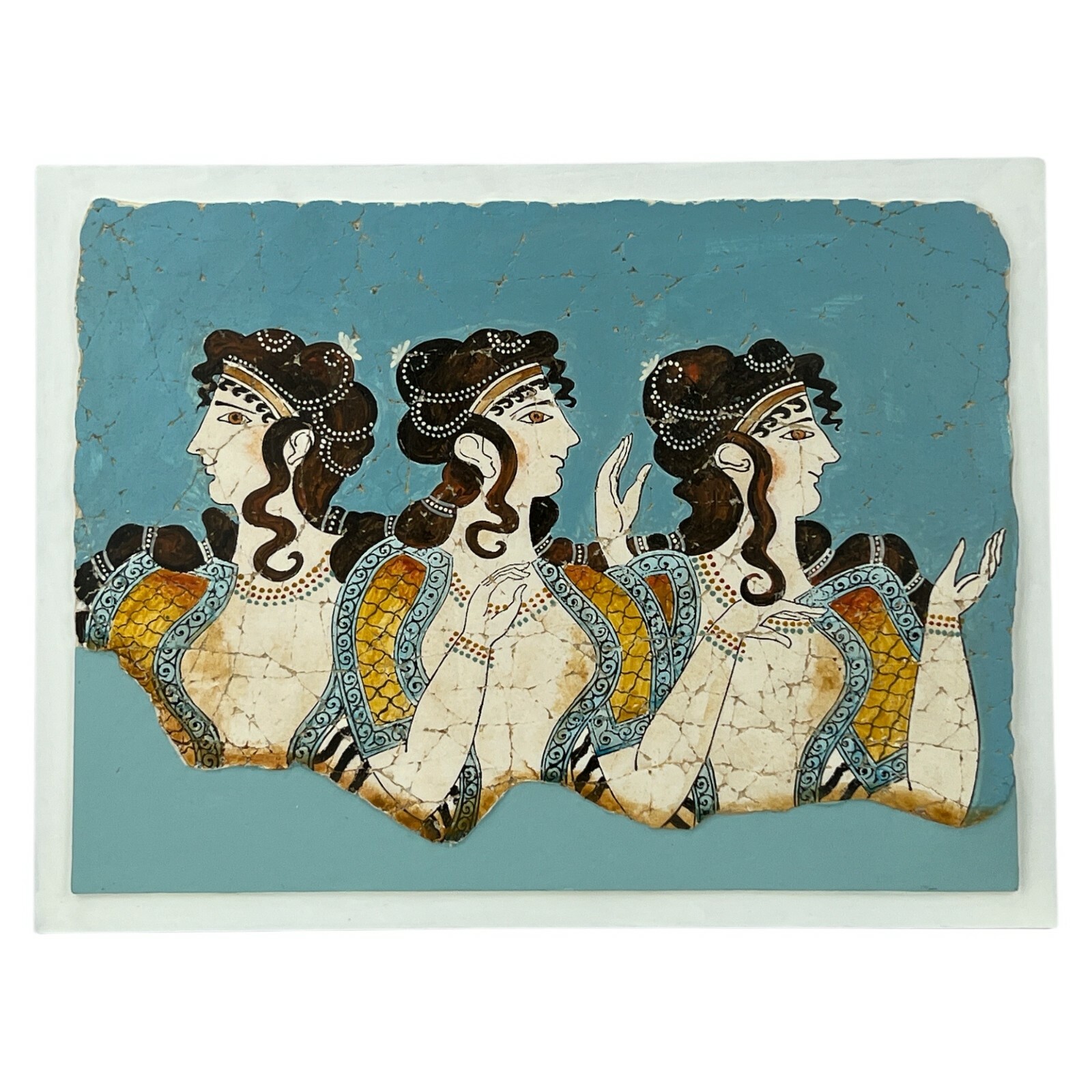 Ladies in Blue Knossos Minoan Palace Crete REAL Fresco Female Painting ...