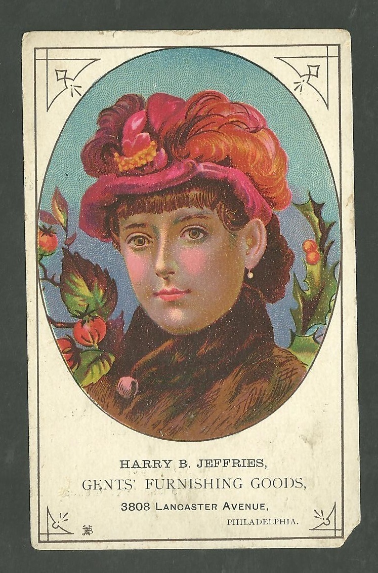 1880's Advertising Trade Card Harry B Jeffries Gents Furnishing Goods ...