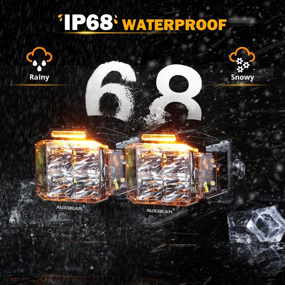 AUXBEAM 4" LED Work Light Bar Cube Pods Fog Lamp Offroad SUV Driving ...