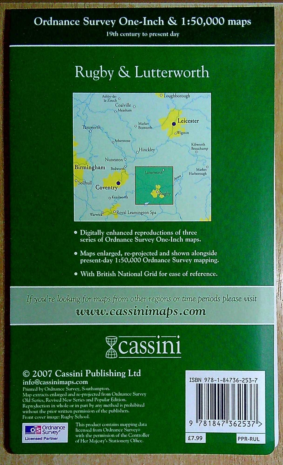 Cassini Historical Maps RUGBY & LUTTERWORTH INCLUDING BARBY, BRINKLOW ...