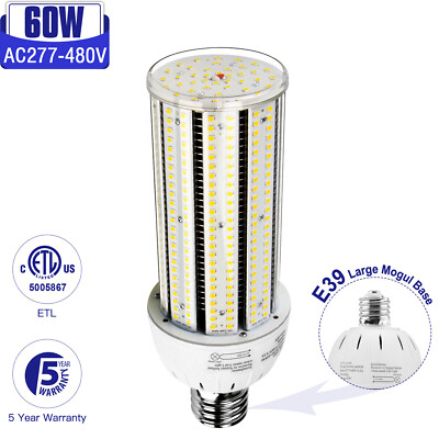 480V LED Corn Light Bulbs 60W Warehouse Industrial High Bay Lamp E39 ...