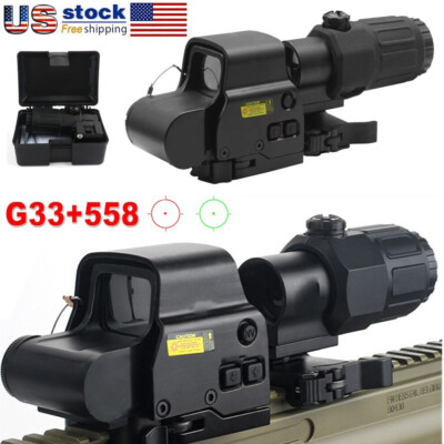 558 + G33 Red Green Dot 3X Magnification Tactical Holographic Sight Reflex Sight | eBay