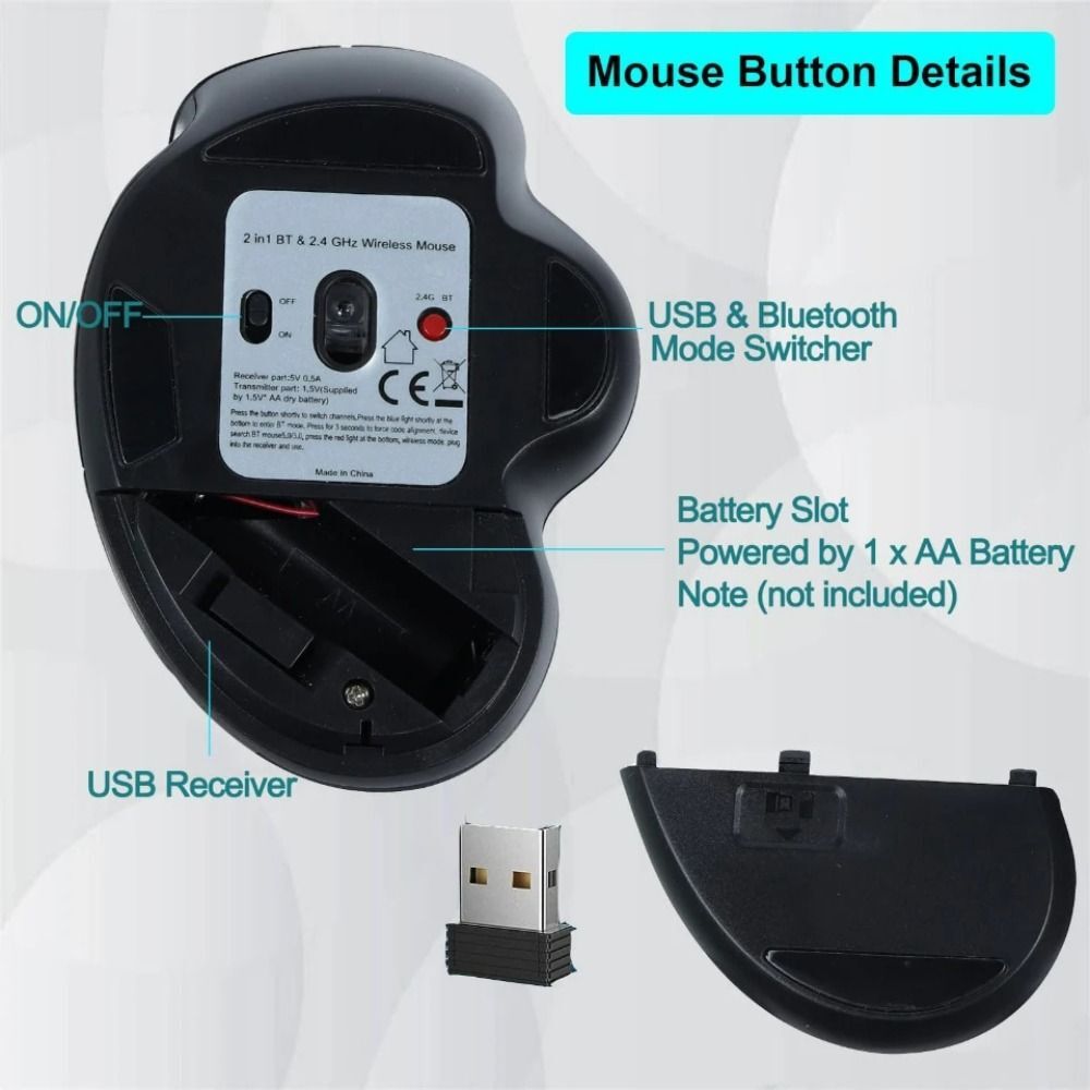 Bluetooth Rechargeable Ergonomic Mouse 2.4G Wireless Computer Mouse | eBay