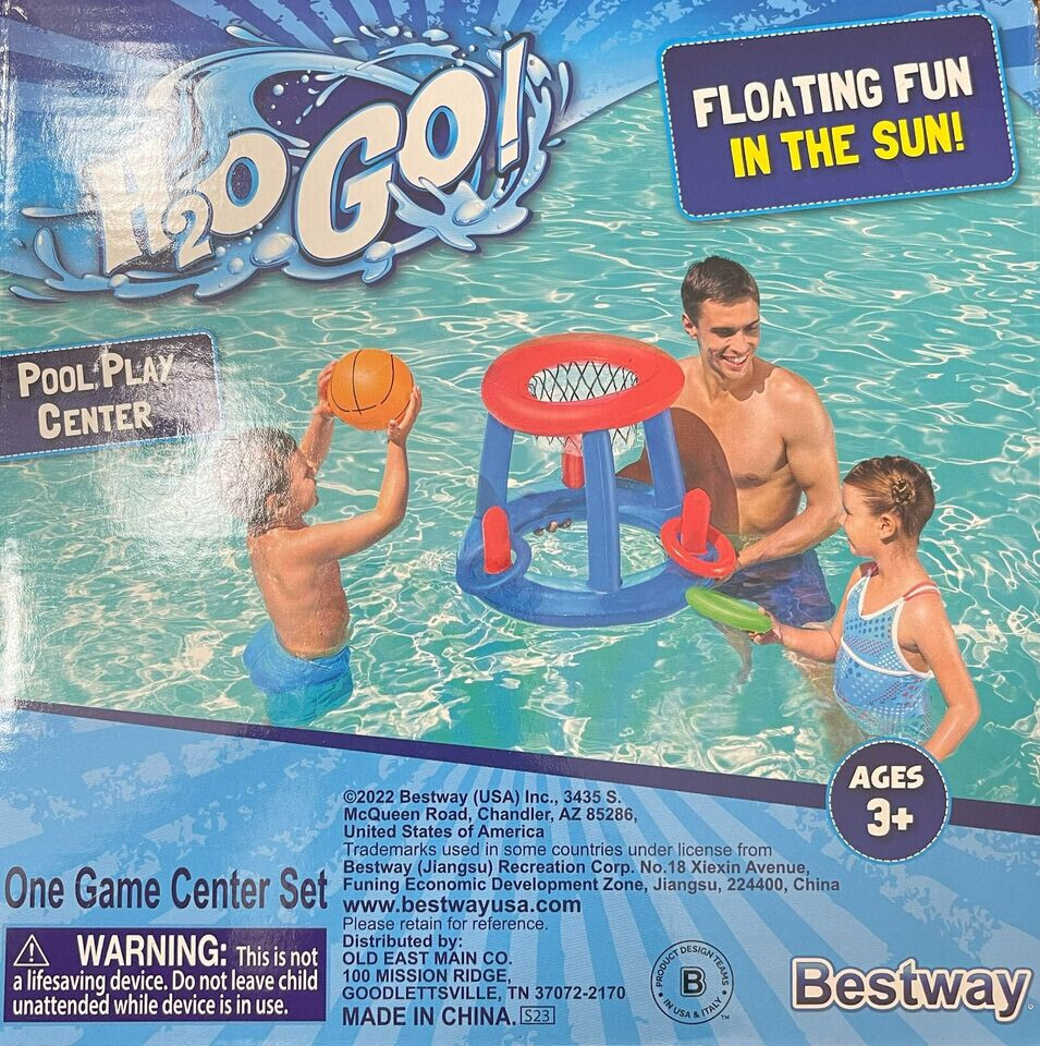 H2OGO! Pool Play Center Inflatable Water Floating Basketball Ring Toss ...