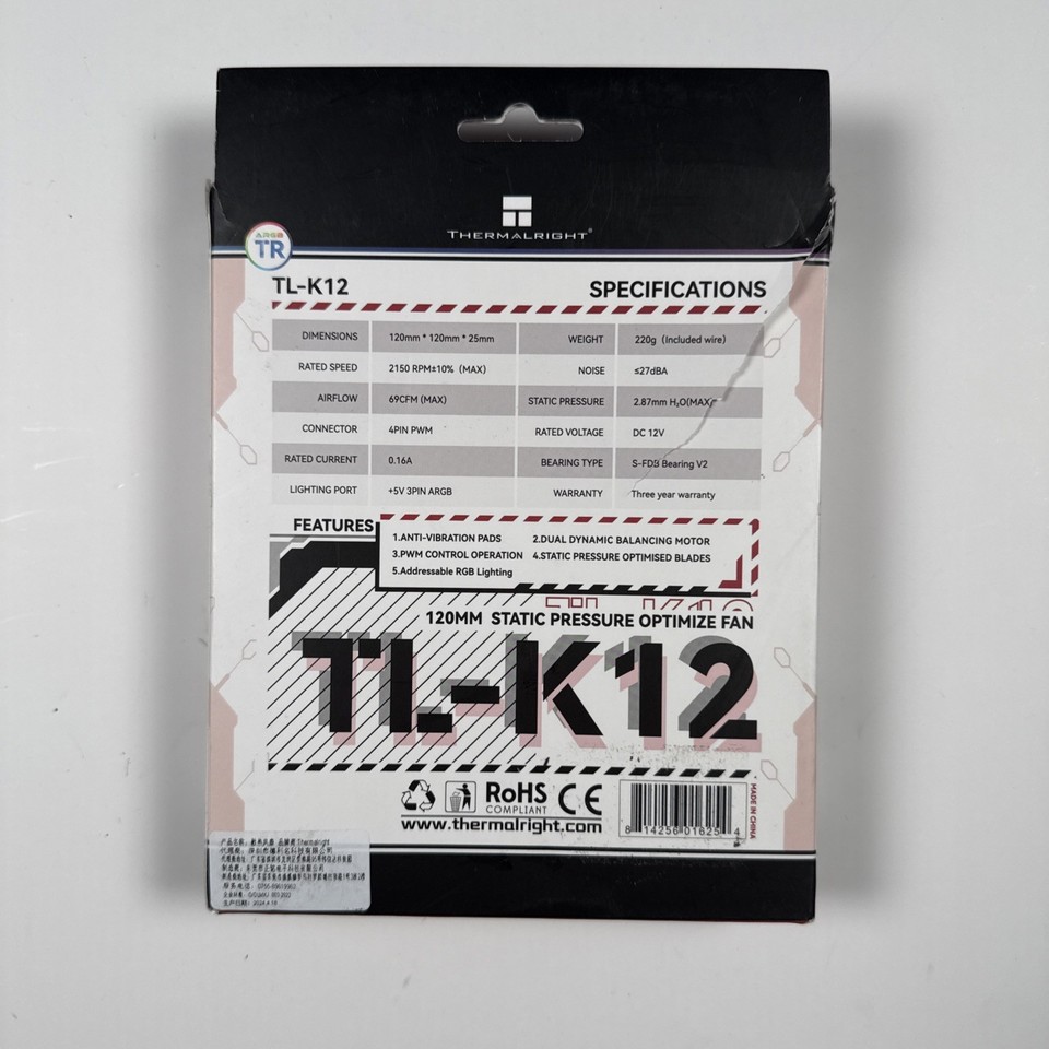 ThermalRight TL-K12 120mm Computer Case Fan Black ARGB High Performance | eBay