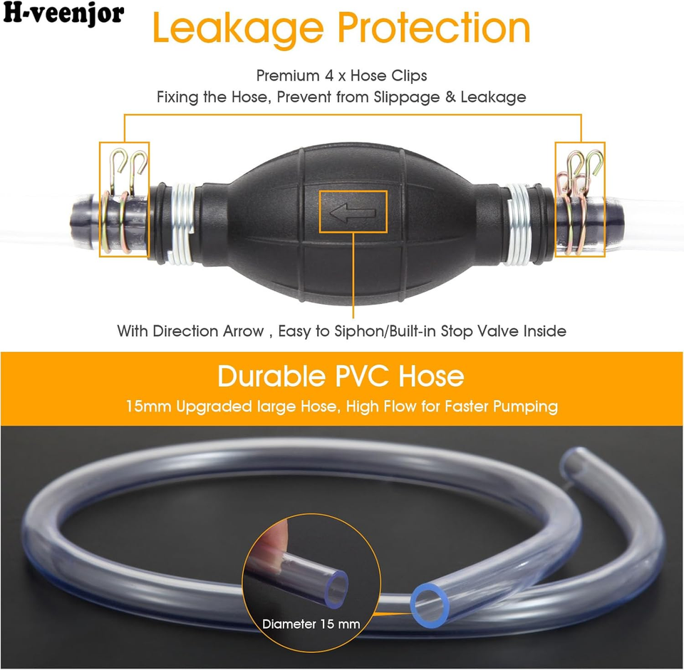 Gasoline Siphon Hose Pump, Hand Fuel Transfer Pump, High Flow Gas ...