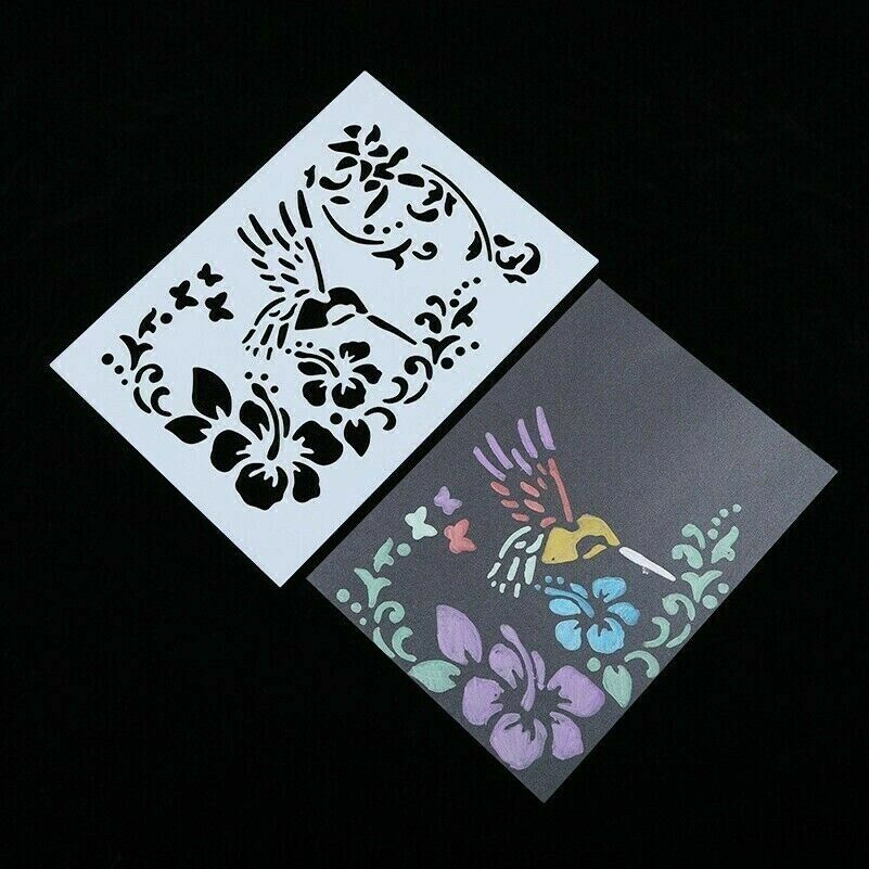Bird Flower Layering Stencils Album Decor Stamping Drawing Template ...
