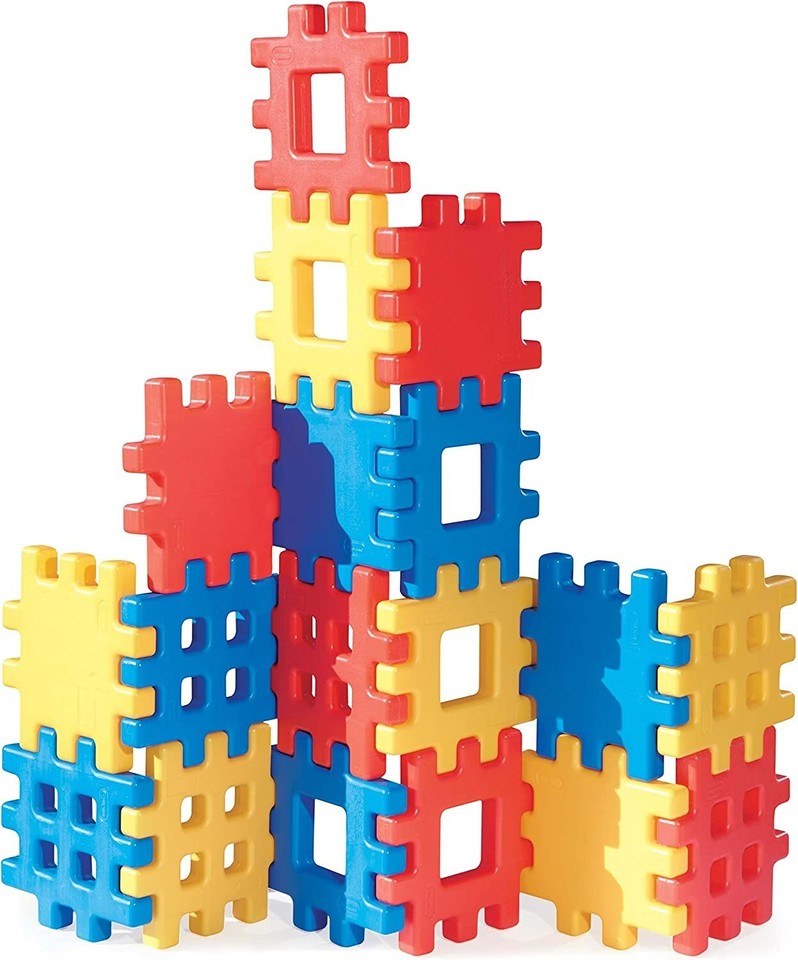 18Pcs Big Waffle Block Set for Kids Tunnel Fort House Building Game Fun ...