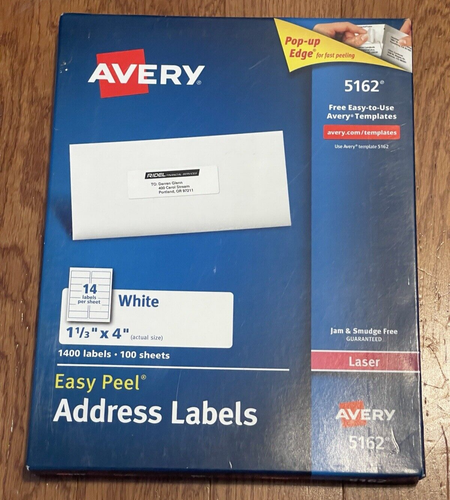Avery Easy Peel Address White Labels 5162, 1 1/3 x 4, 1400 In Box ...