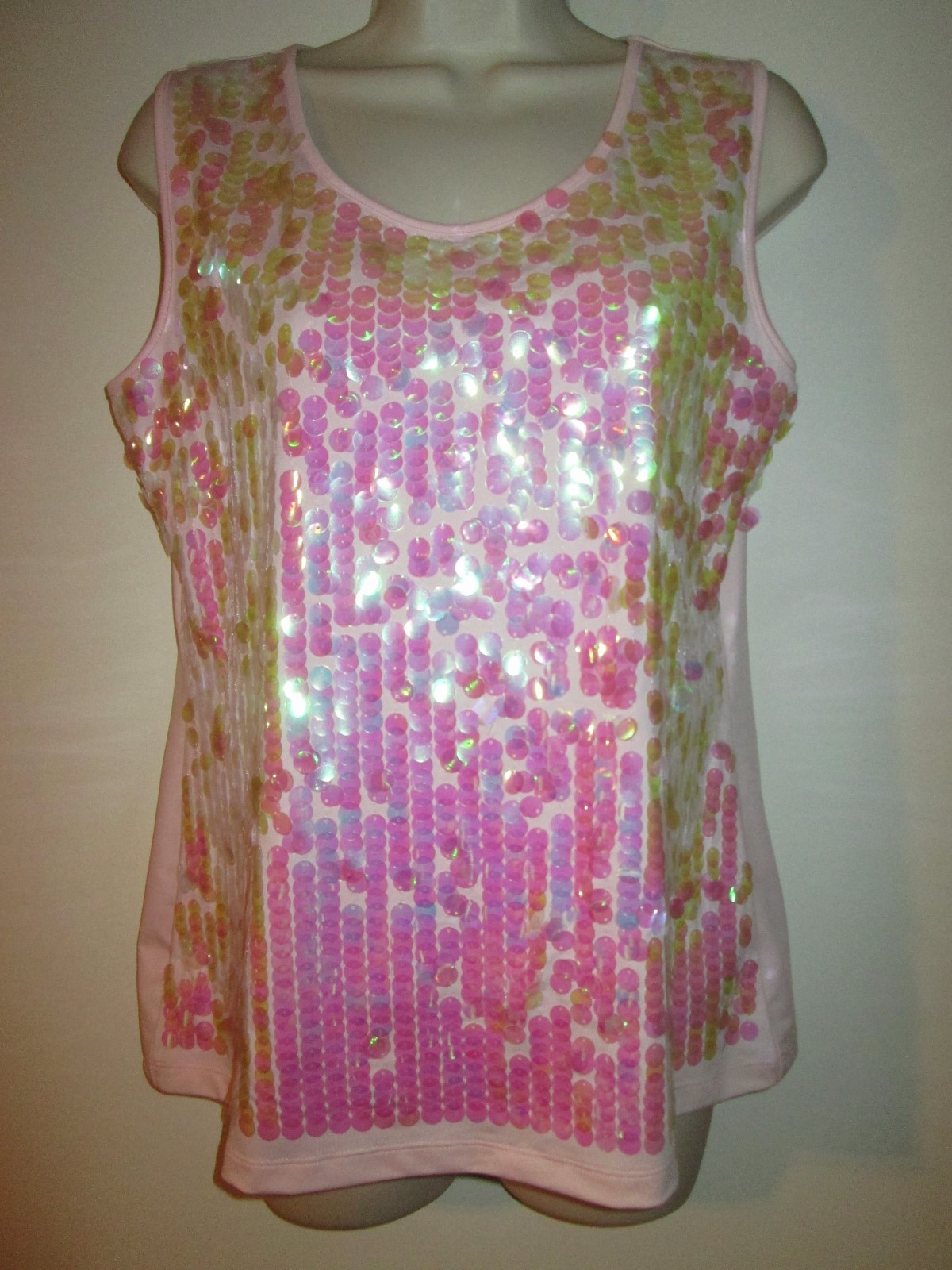 JOAN RIVERS Pink Scoop Neck Paillette TANK TOP S 6-8 New SHIMMERING ...