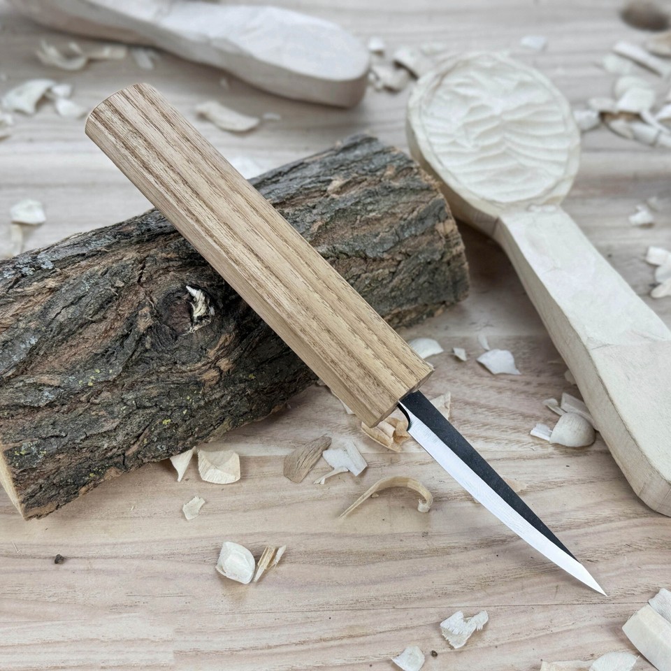 Sloyd Carving Knife – Hand-Forged Steel Blade, Ash Handle, For Spoons ...