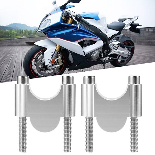 *Silver 7/8in 30mm Handlebar Risers Clamp Bars Kit Parts For Motorcycle ...