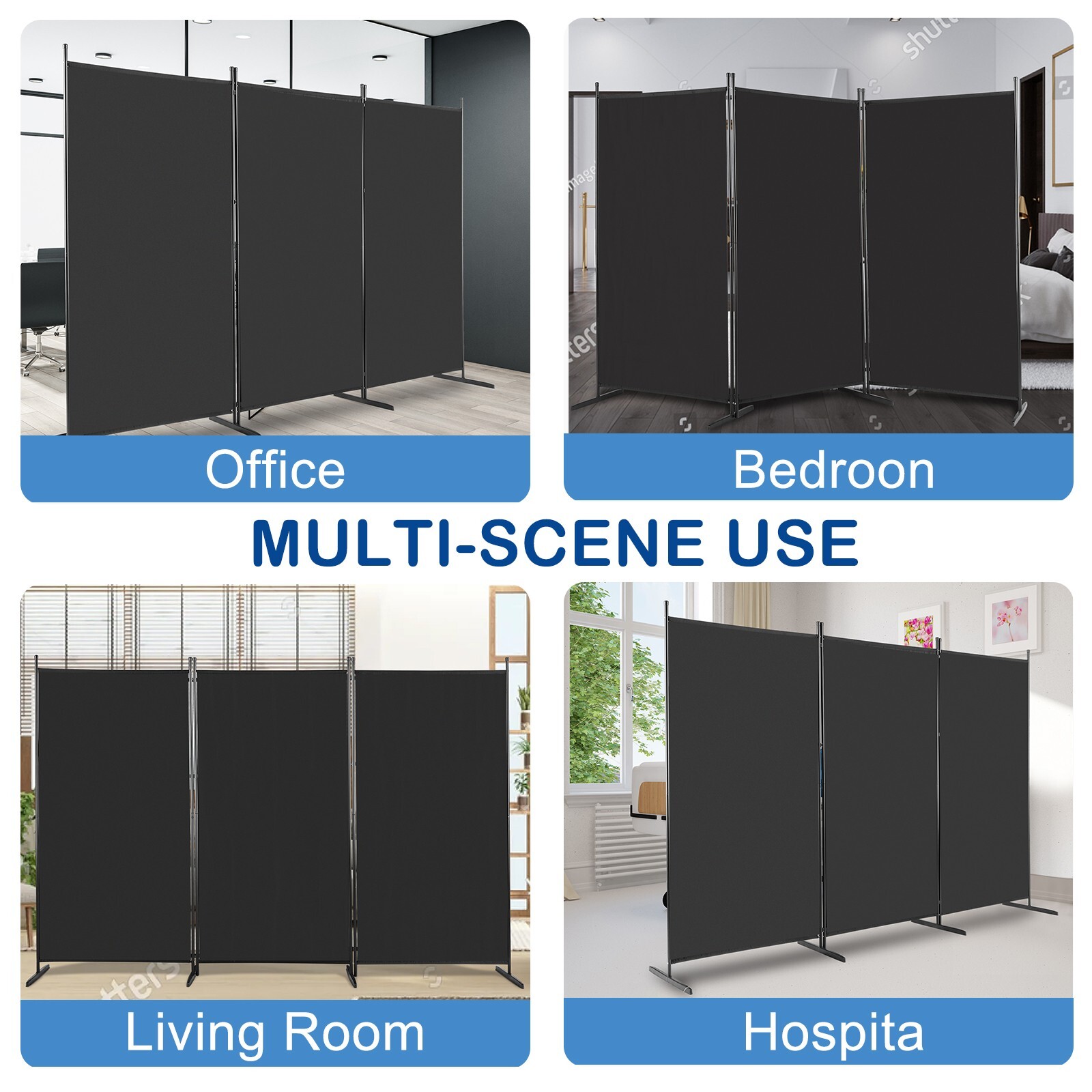 Trifold 3 Panels Folding Room Divider Freetand Wall Partition 6FT ...