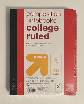Up & Up Set of 5 Poly Cover Notebooks College Ruled 70 sheets Multi ...