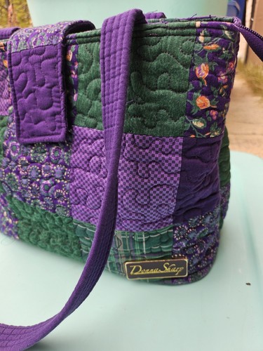 Donna Sharp Quilted Purse Handbag Patchwork Design Green & Purple Bag ...