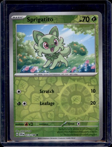 Sprigatito SV01: Scarlet & Violet Base Set Pokémon #013/198 Reverse ...