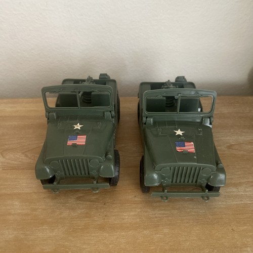 Lot Of 2 Vintage Tim-Mee PROCESSED PLASTICS U.S. Army Jeep with Machine ...